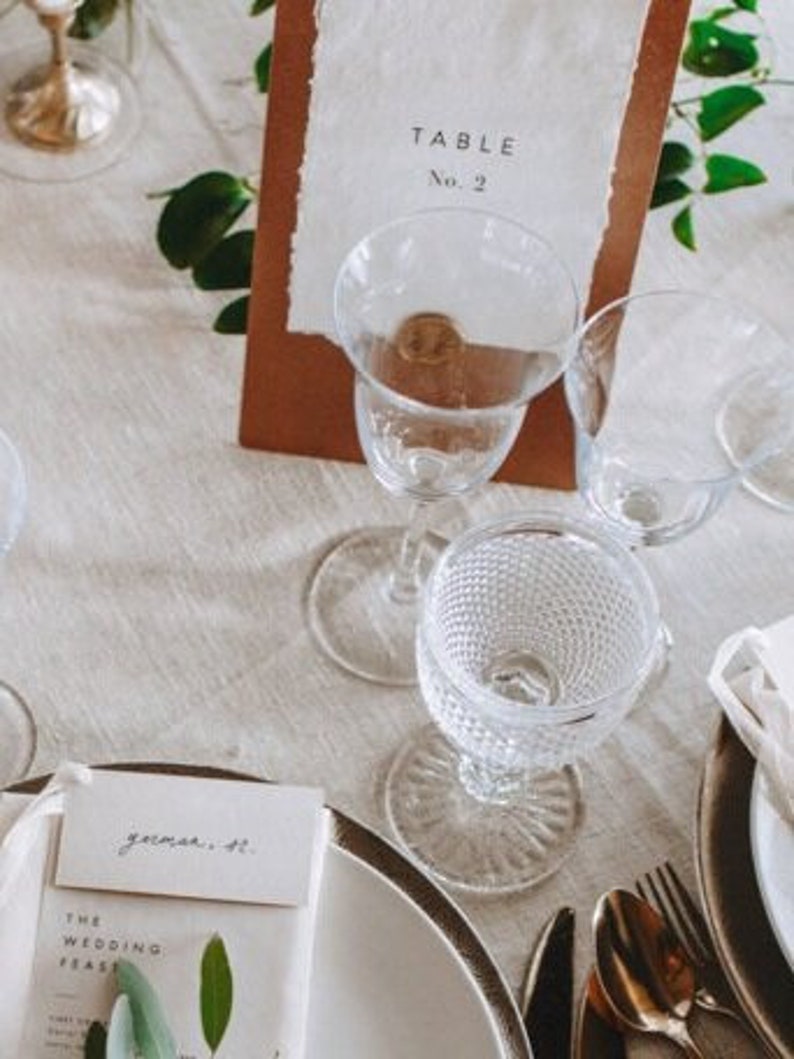 Modern Minimalist Handmade Paper Table Numbers Typography - Etsy