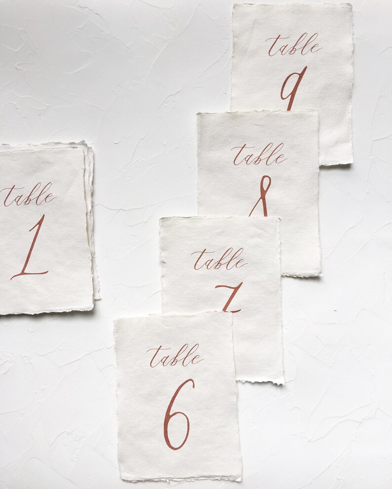 Handmade Paper Calligraphy Table Numbers (single-sided) - Etsy