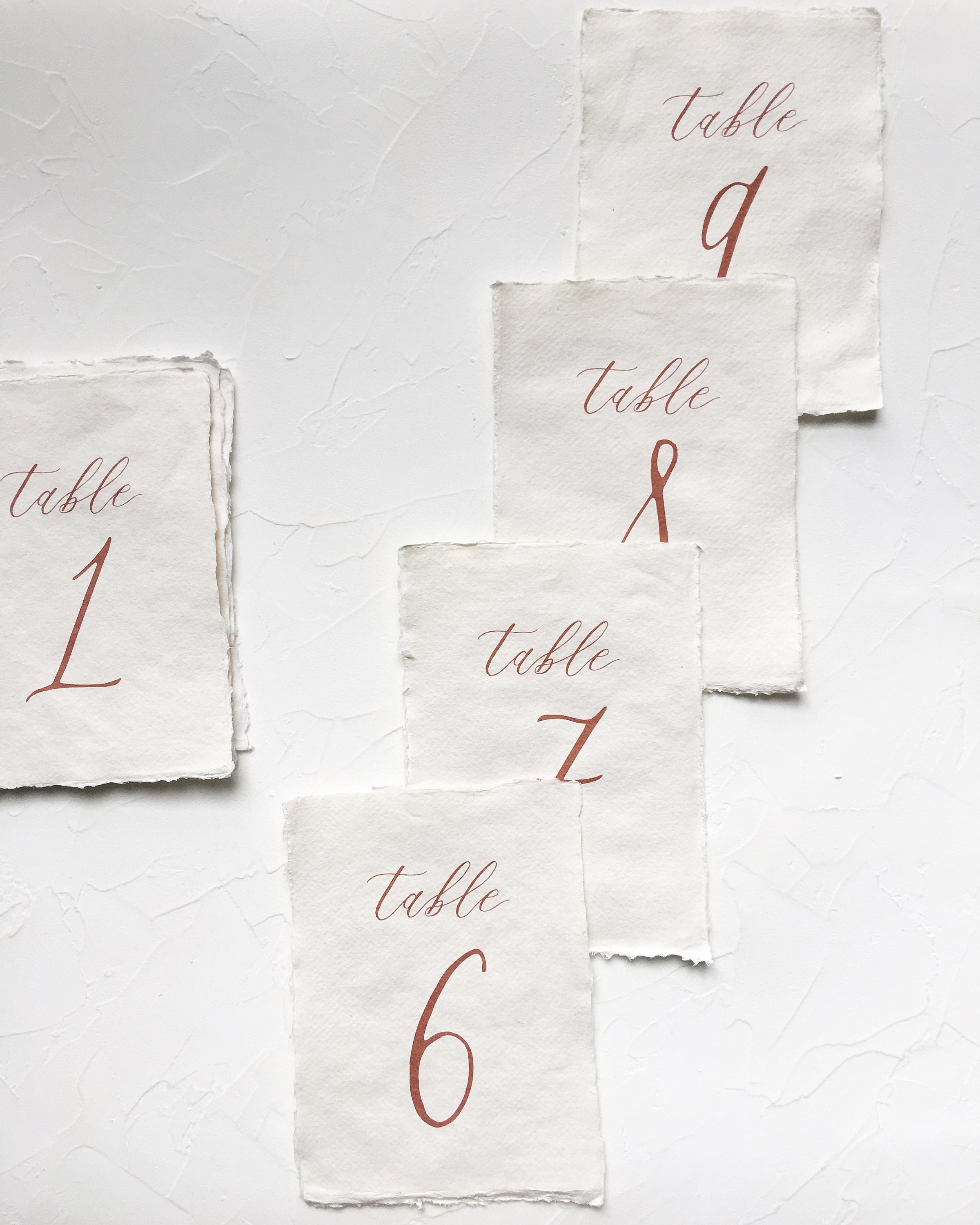 Handmade Paper Calligraphy Table Numbers (single-sided) - Etsy