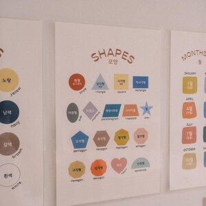 Korean Shapes Poster, Hangul Korean-english Bilingual Learning Print ...