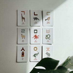 Korean Alphabet Flash Cards for Kids, Counting Cards With Animals - Etsy