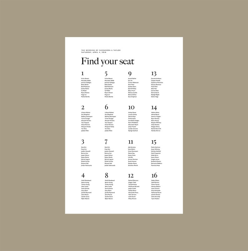 Printable Typography Seating Chart Table Assignment Template Etsy Printable Typography Seating Chart Table Assignment Template Etsy