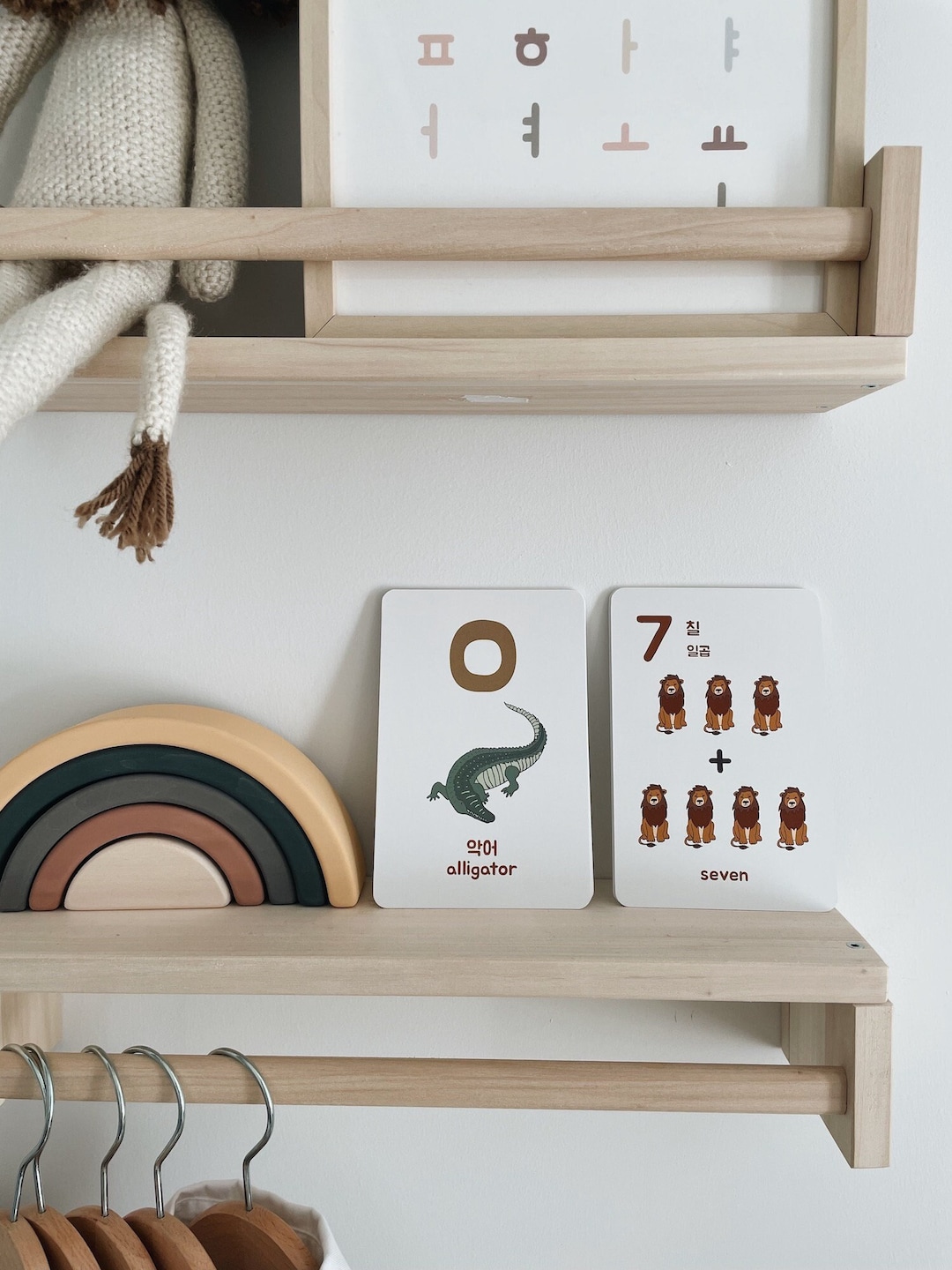 Korean Alphabet Flash Cards for Kids, Counting Cards With Animals - Etsy