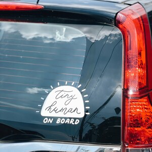 Tiny Human on Board Car Decal, Vinyl Car Sticker, Minimal Sunshine ...