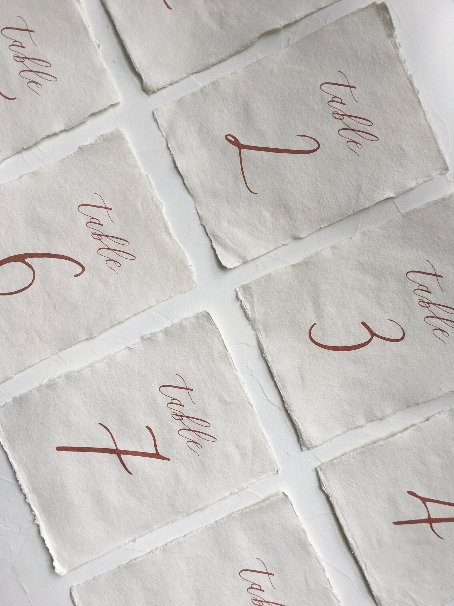 Handmade Paper Calligraphy Table Numbers (single-sided) - Etsy