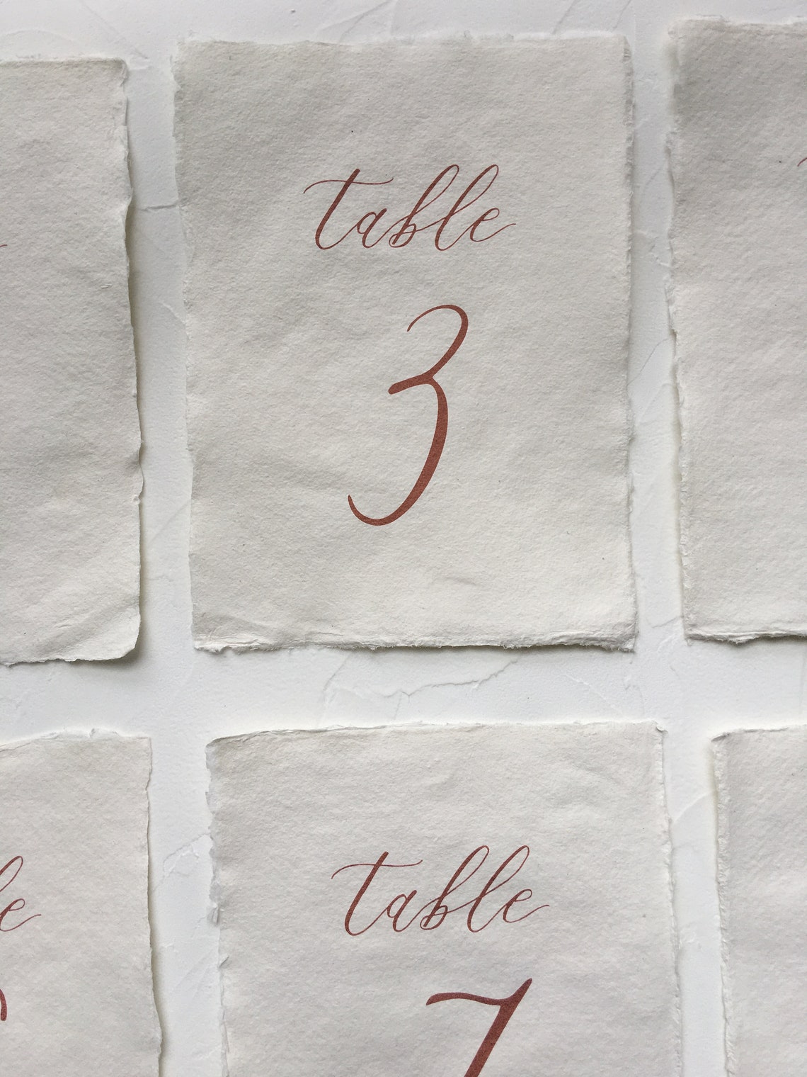 Handmade Paper Calligraphy Table Numbers (single-sided) - Etsy