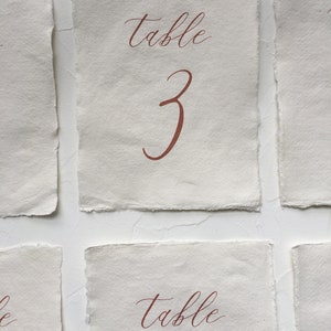 Handmade Paper Calligraphy Table Numbers single-sided - Etsy