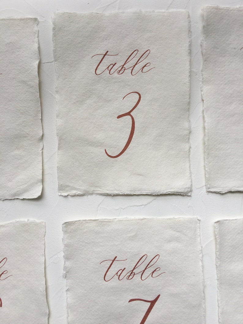 Handmade Paper Calligraphy Table Numbers (single-sided) - Etsy