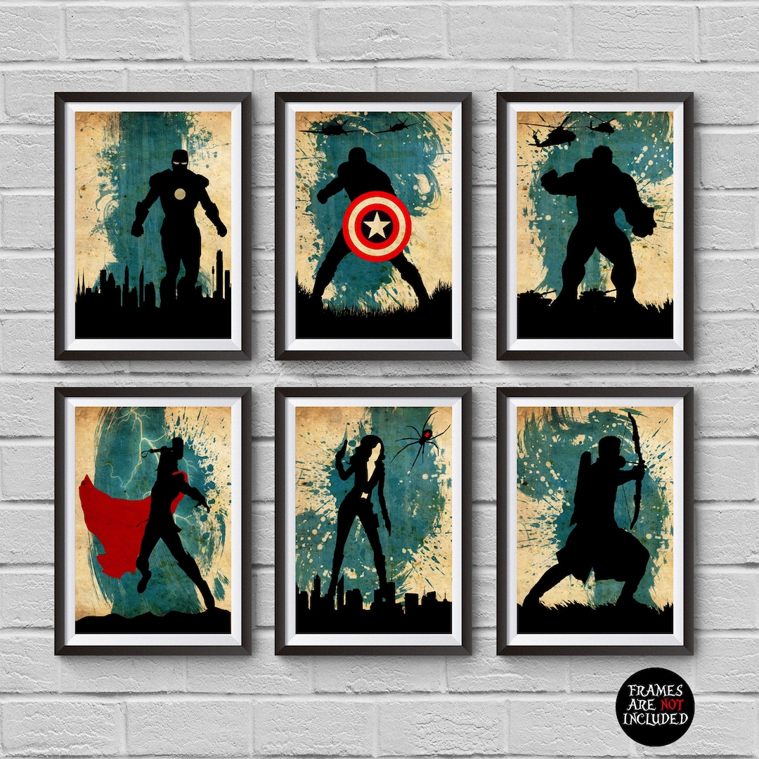 The Avengers Minimalist Poster Set 6 Poster Marvel Super Heroes Movie ...