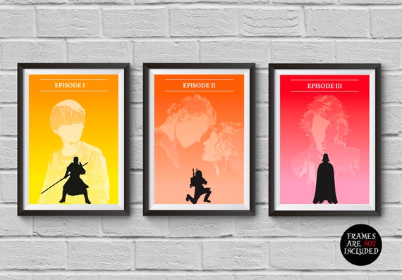 Star Wars Minimalist Poster Set 3 Episode I II III 1 2 3 the | Etsy