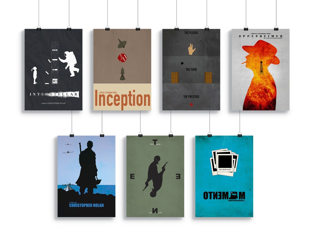Chirstopher Nolan Minimalist Poster Set 7 Films Interstellar Inception ...
