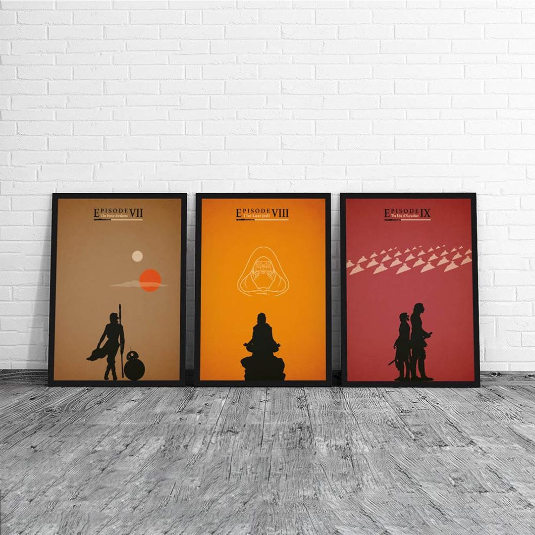 Star Wars Minimalist Poster Set 3 Episode VII VIII IX 7 8 9 the Force ...