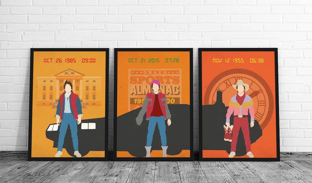 Back to the Future Trilogy Minimalist Movie Poster Illustration by ...