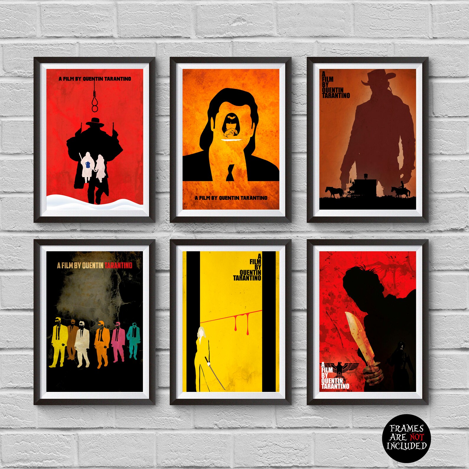 Quentin Tarantino Movies Minimalist 6 Poster Set Hateful Eight | Etsy