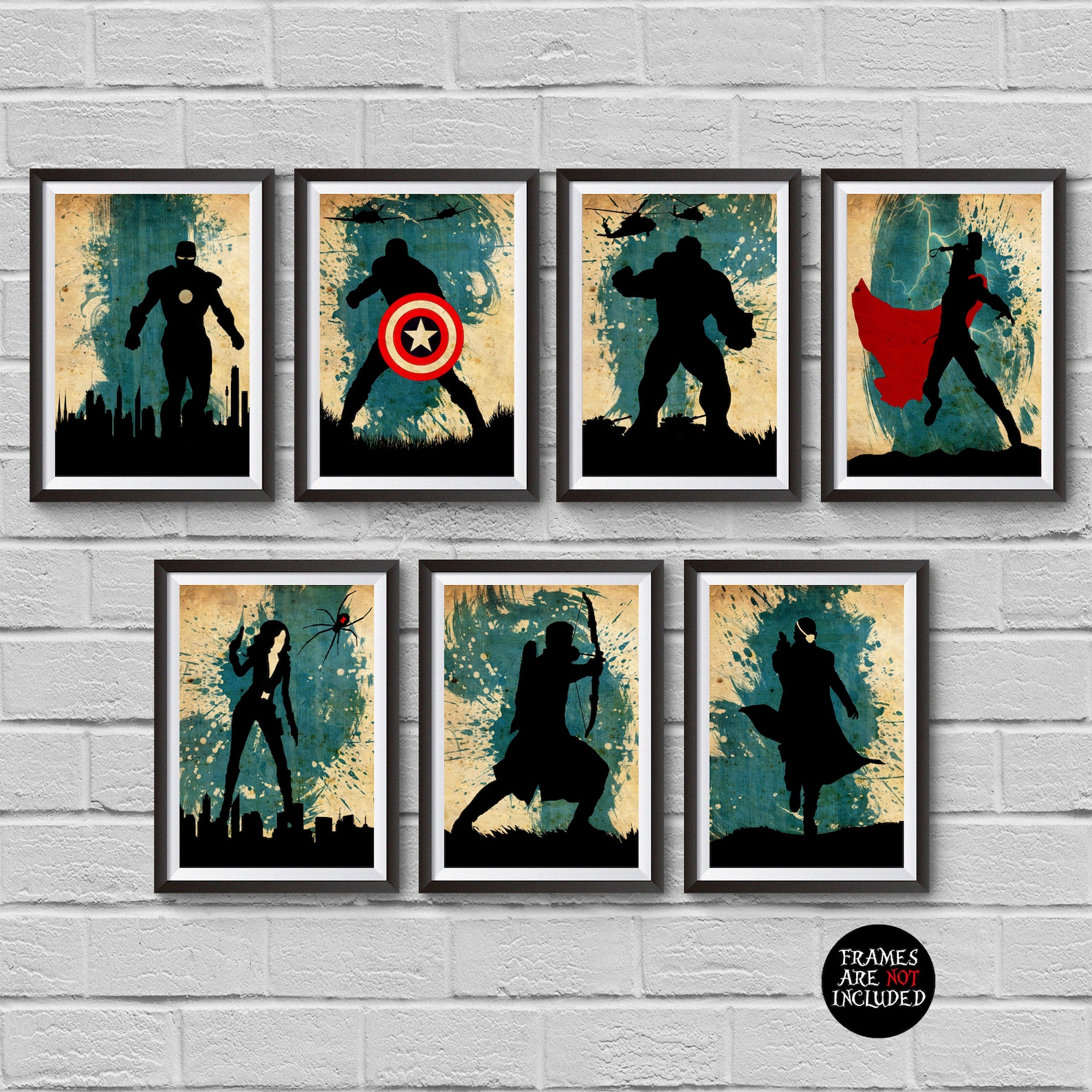 The Avengers Minimalist Poster Set 7 Poster Marvel Super | Etsy