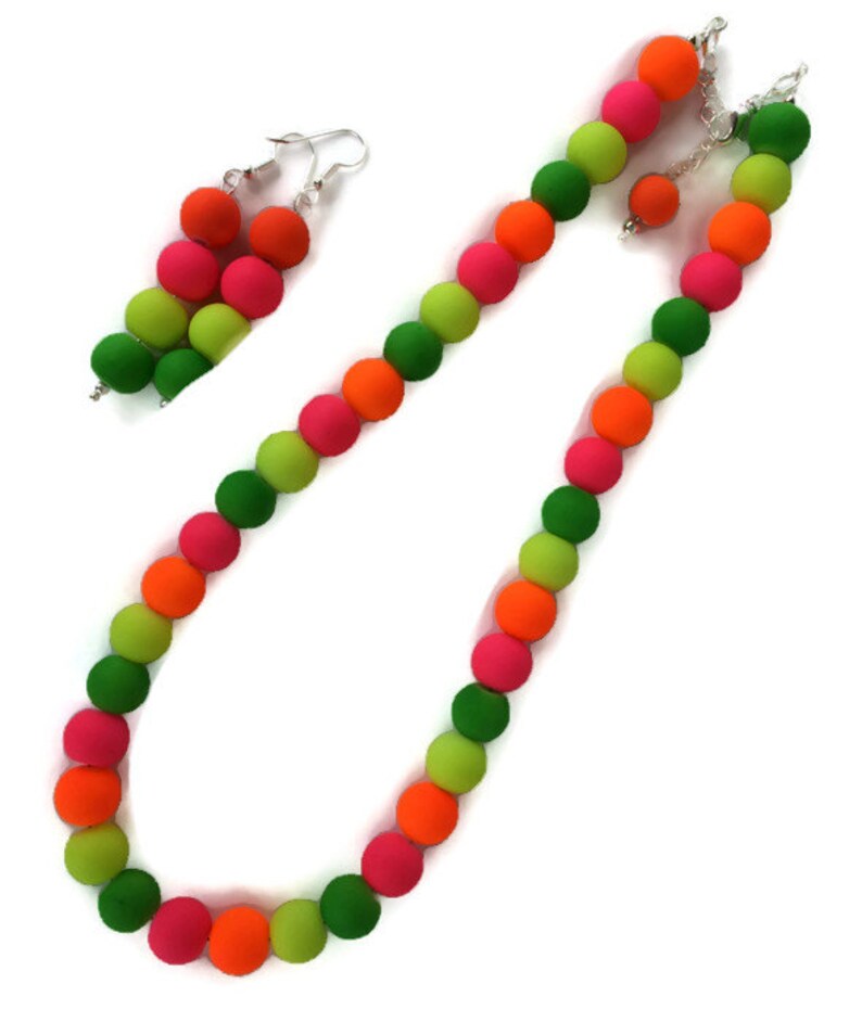 Neon Multi Color Pearl Necklace - Summer Time Jewelry - Trendy Summer ...