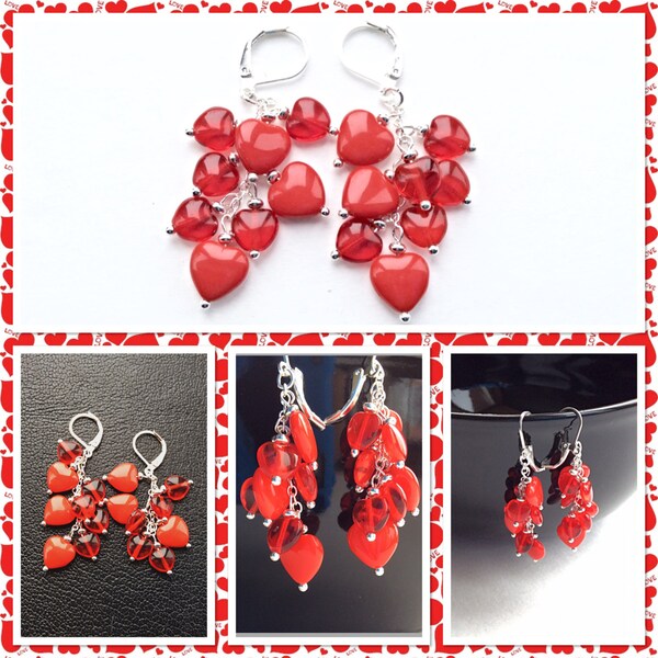 Red Cluster Earrings - Etsy