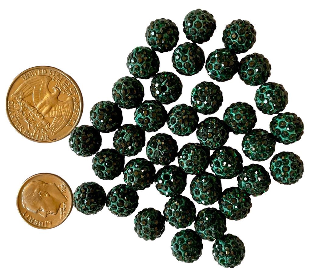 10mm Emerald Green Shambala Pave Rhinestone, Crystal Diamond Clay, Pave ...