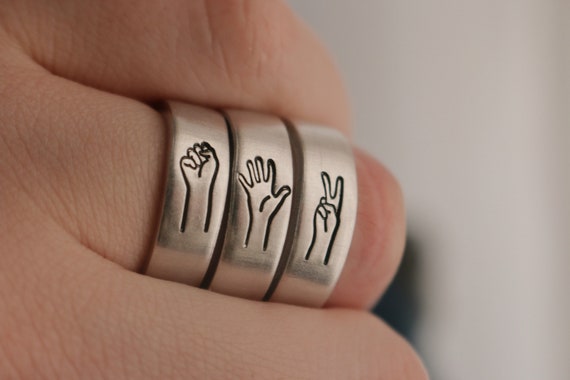 Best Friend Rings for 3 Rock Paper Scissors Ring Set - Etsy