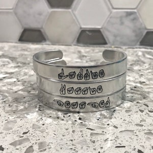 ASL Name Bangle Bracelet | American Sign Language Gift | ASL ...