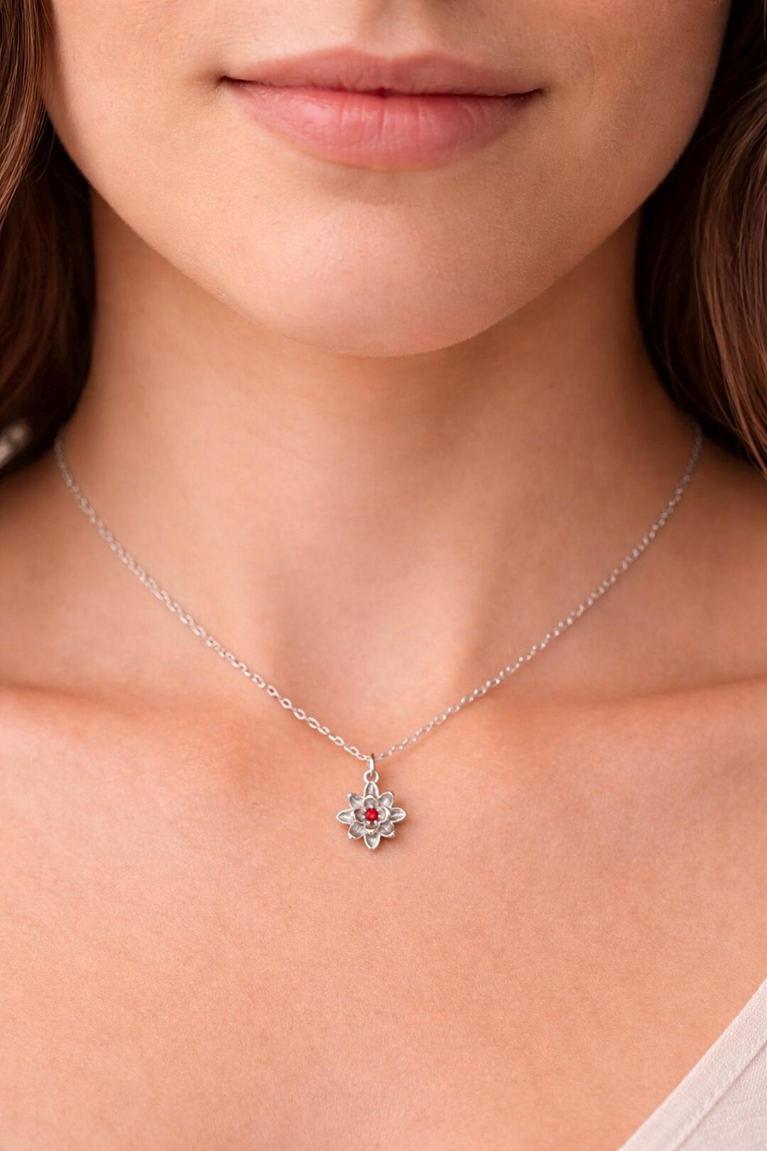 Sterling Silver Water Lily Necklace | July Birthstone Jewelry - Etsy