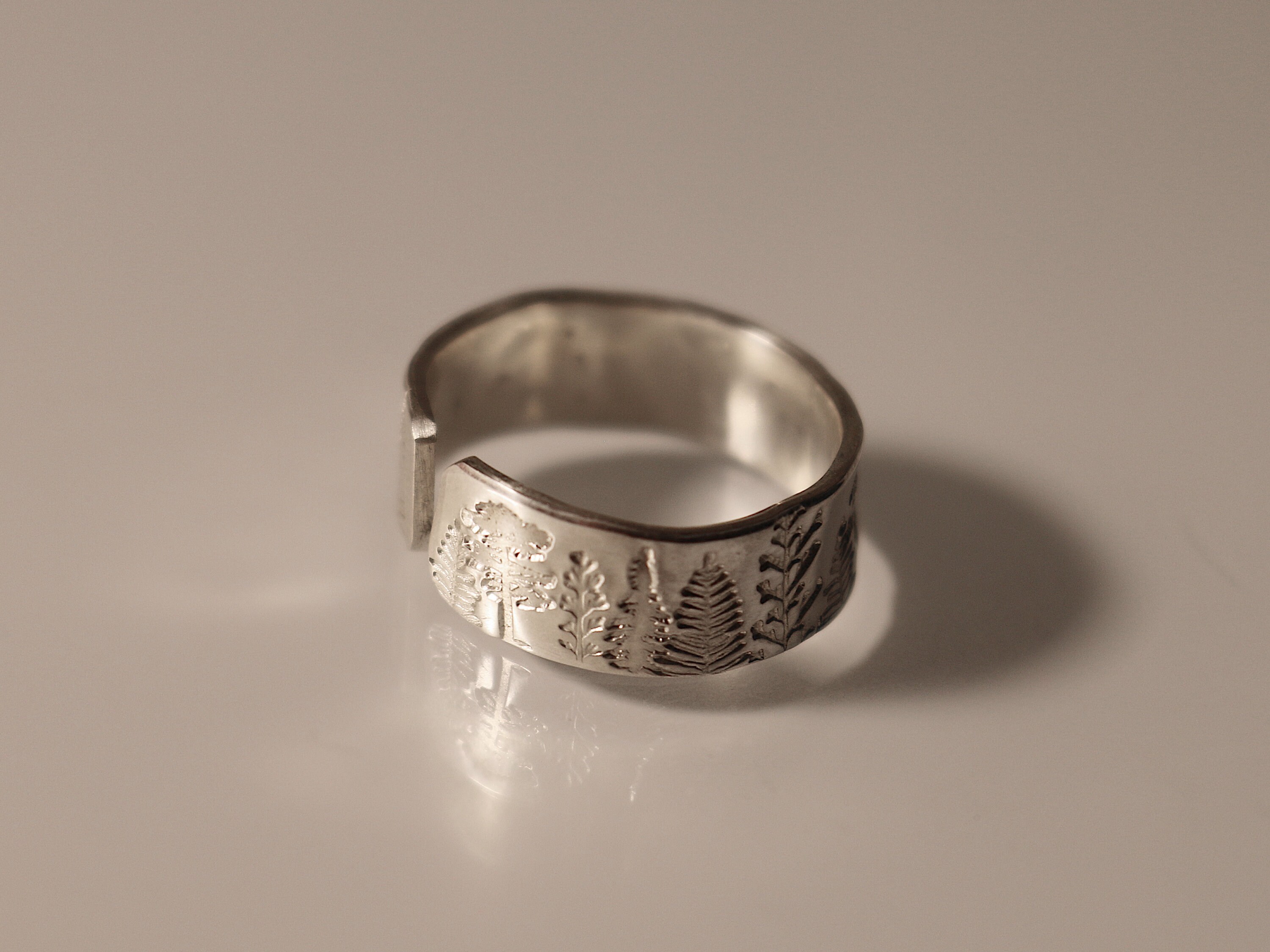 Sterling Silver Forest Tree Ring | Hand Stamped Nature Jewelry - Etsy