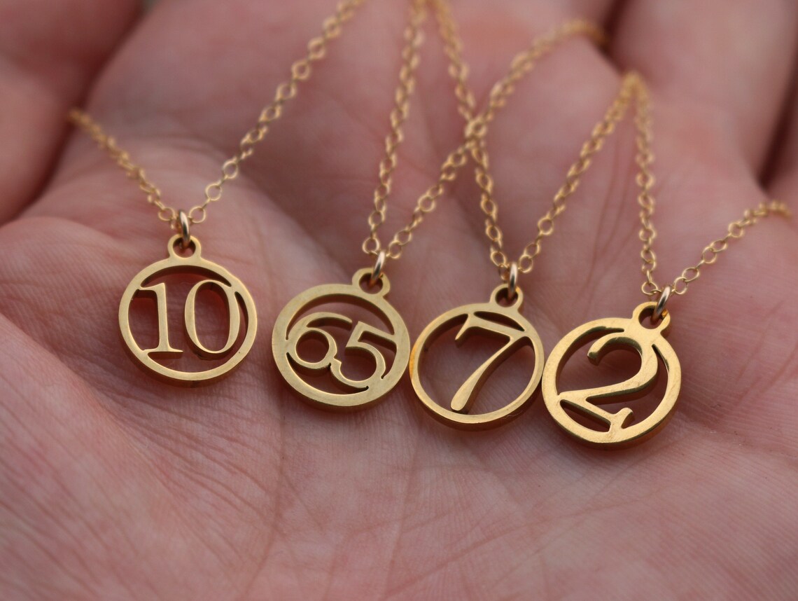 Personalized Gold Number Necklace | Lucky Life Path Jewelry - Etsy