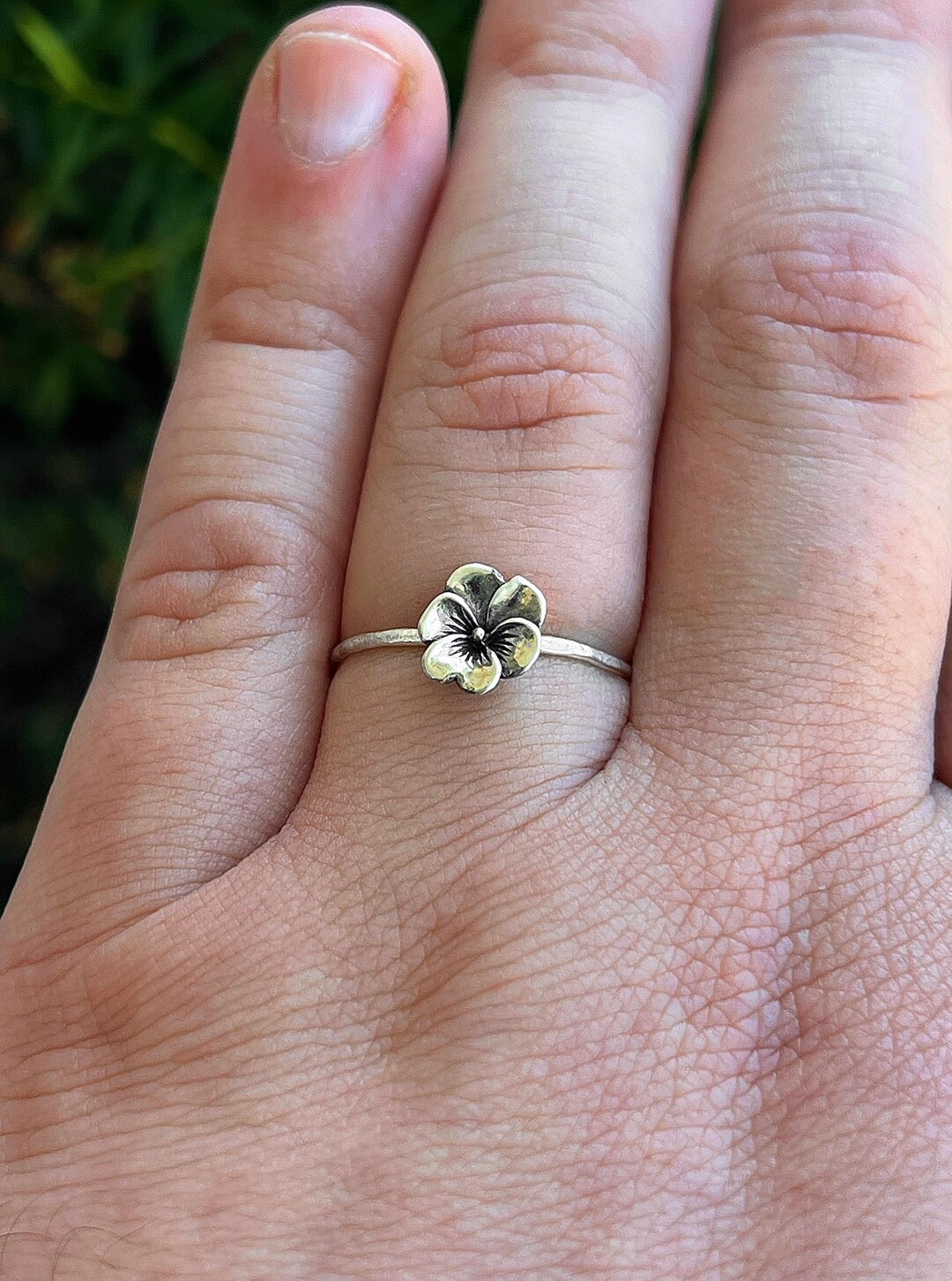 Pansy Flower Stacking Ring | Dainty Minimalist Floral Jewelry ...