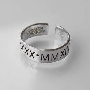 Custom Roman Numeral Sterling Silver Date Ring | Anniversary Jewelry - Etsy