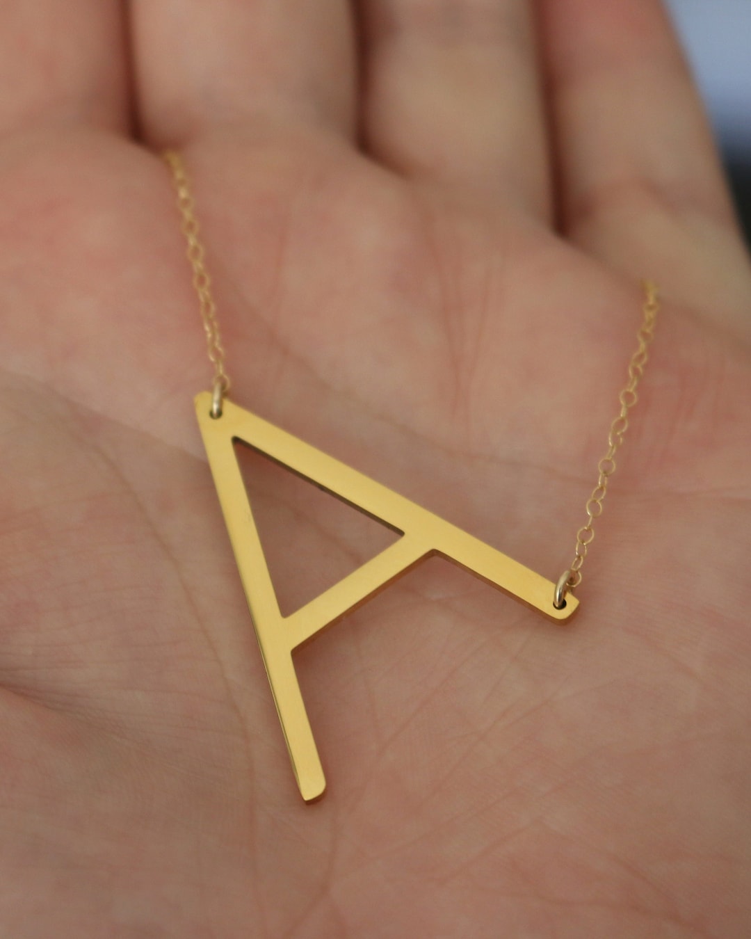 14K Gold Filled Large Letter Necklace | Big Initial Necklace | Sideways ...