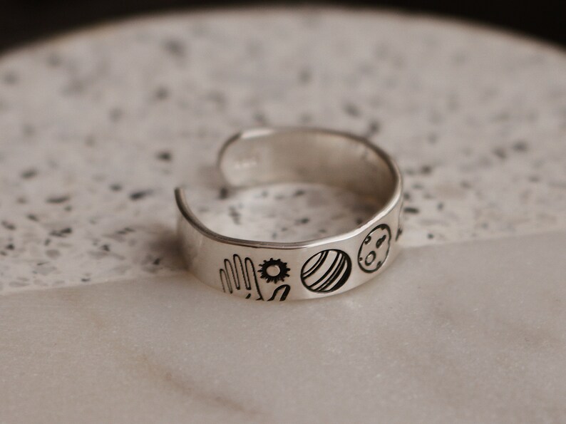 Solar System Ring Planets Jewelry Sun and Moon Ring Best | Etsy