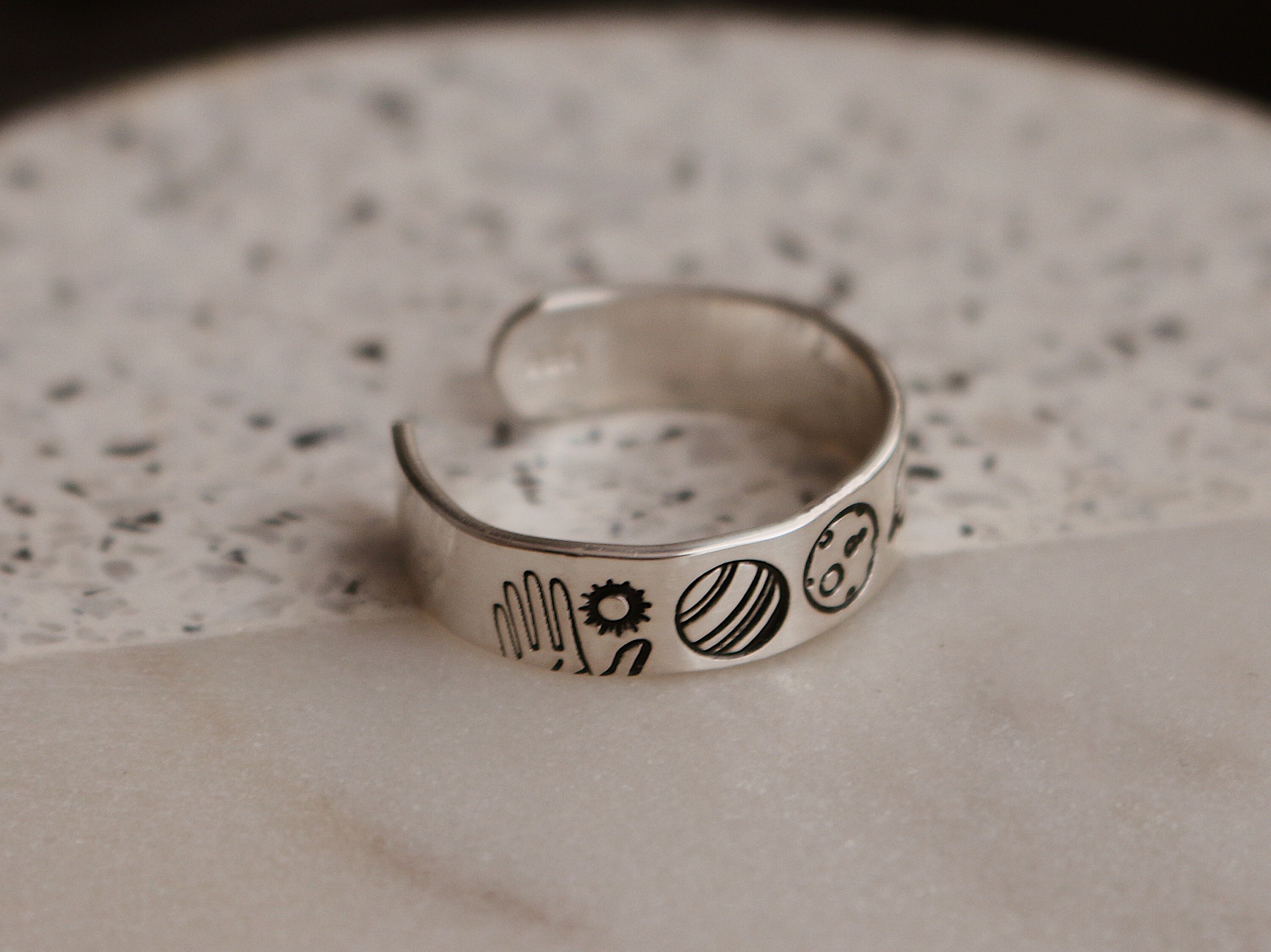 Solar System Ring Planets Jewelry Sun and Moon Ring Best | Etsy