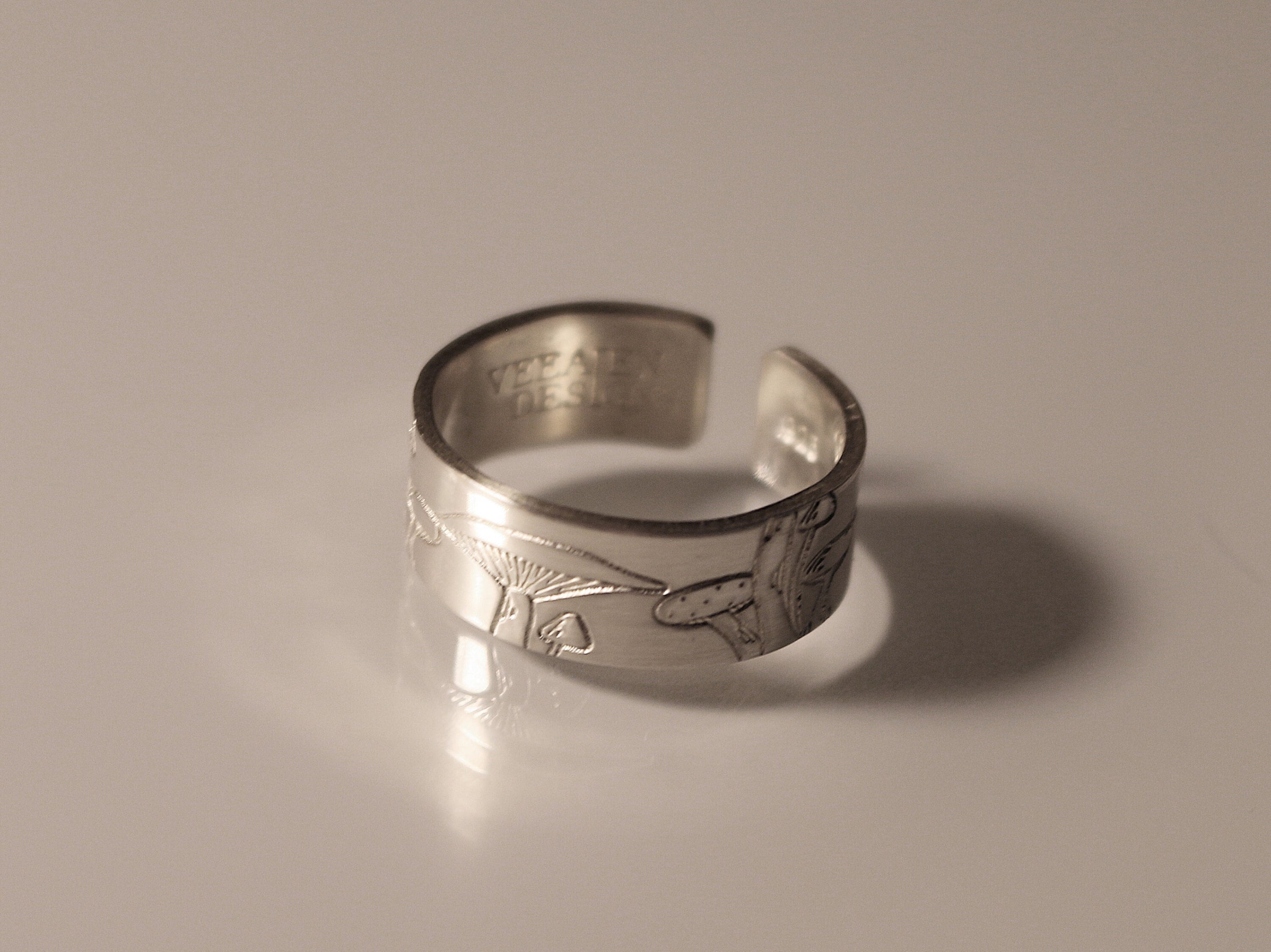Hand Stamped Sterling Silver Mushroom Ring | Forest Jewelry - Etsy