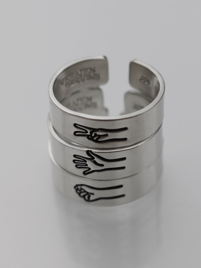 Best Friend Sterling Silver Ring Set | Rock Paper Scissors - Etsy