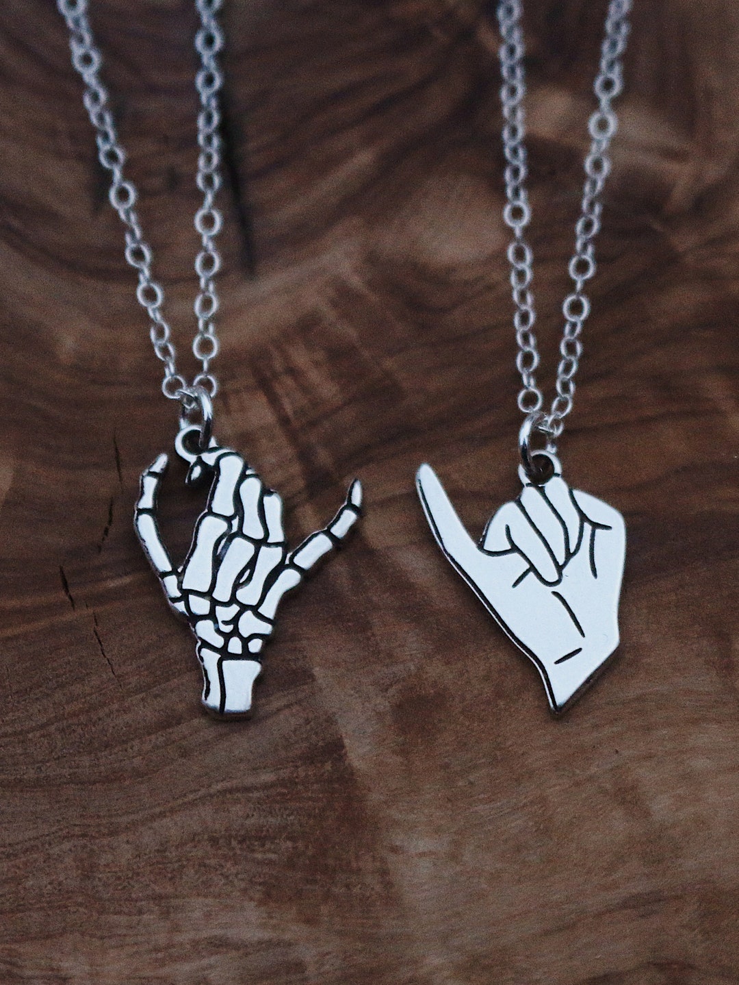 Matching 2 Necklace Skeleton Pinky Swear Necklace Set | Best Friend ...