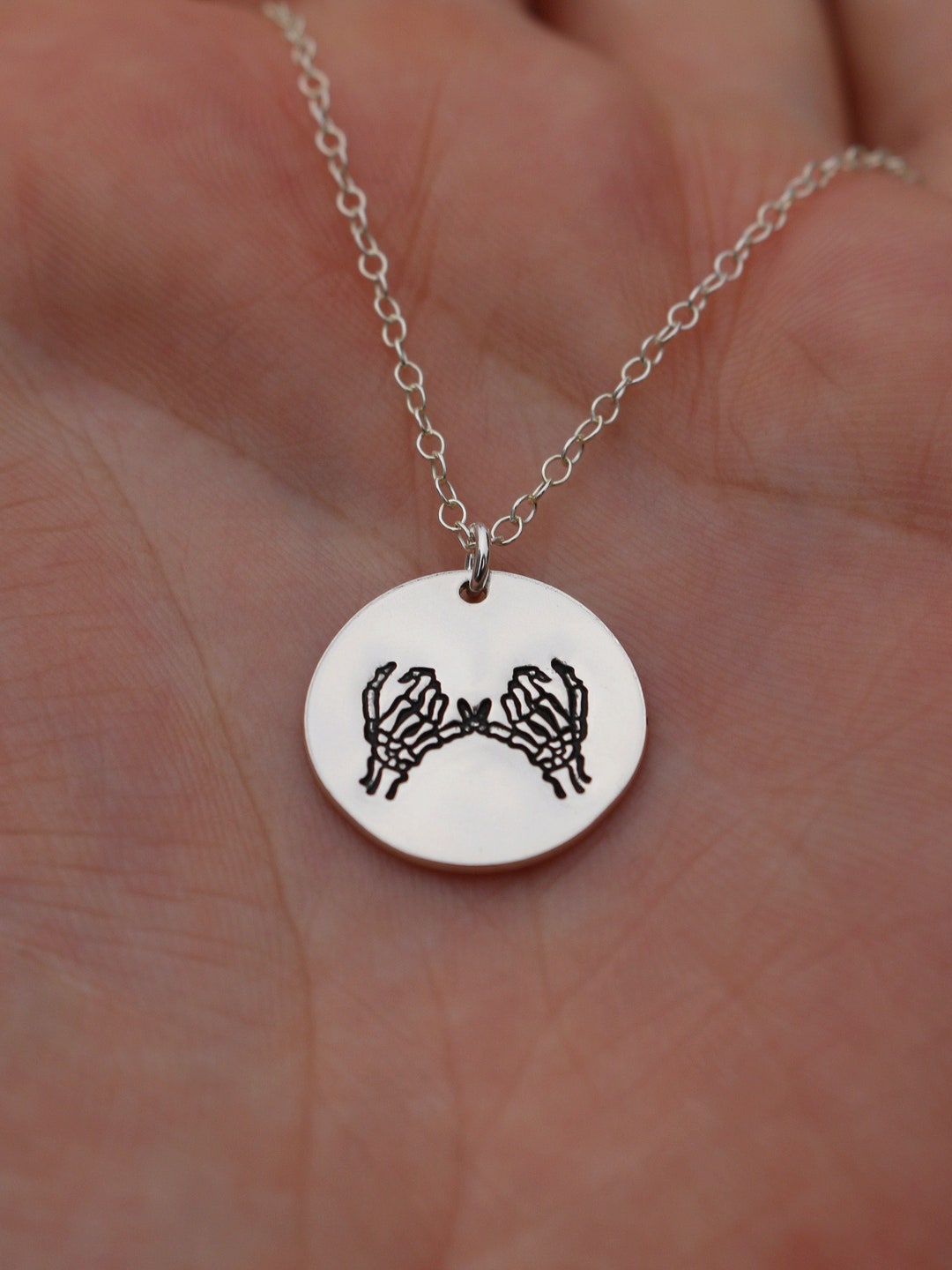 Double Skeleton Pinky Swear Silver Charm Necklace | Pinky Promise ...