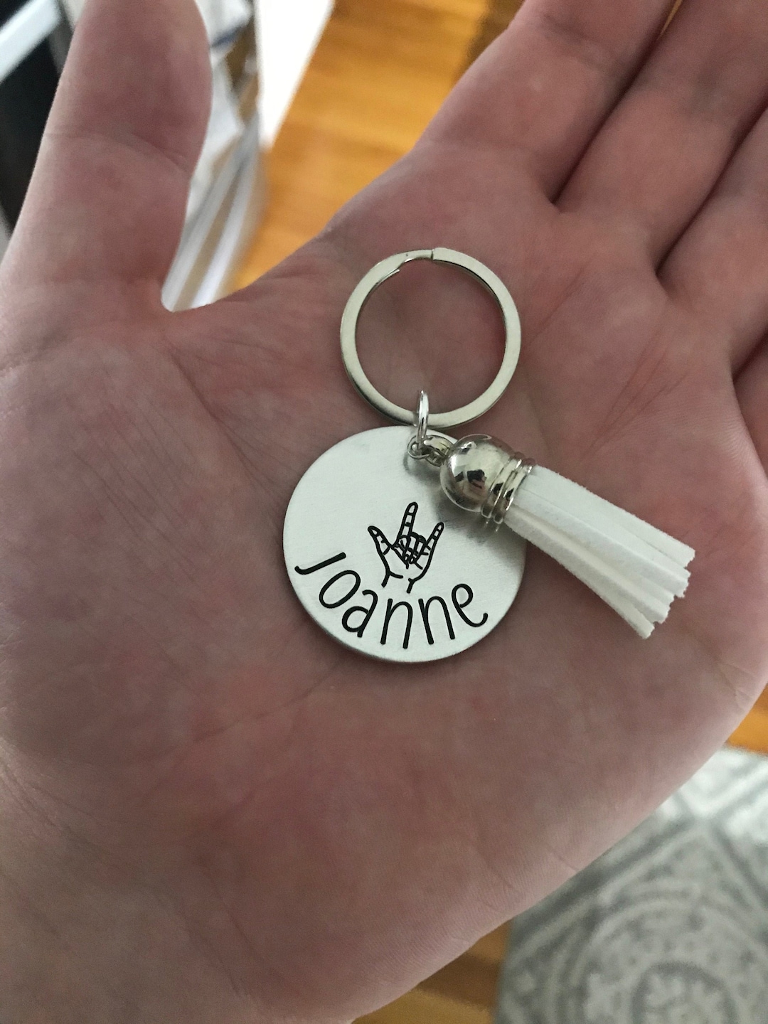 ASL I Love You Custom Name Tassel Keychain | American Sign Language ...