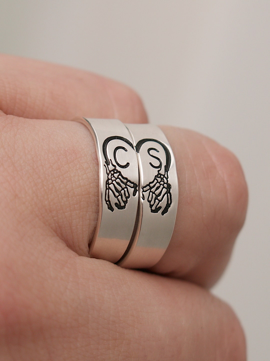 Skeleton Pinky Promise Couple Ring | Friendship Rings | Matching Ring ...