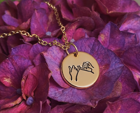 Pinky Swear 14k Gold Charm Necklace Pinky Promise Necklace | Etsy