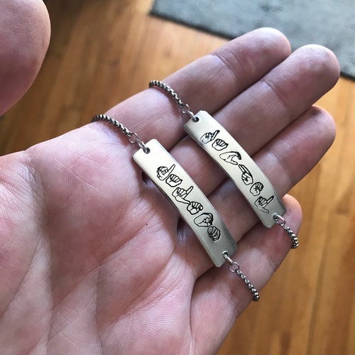 ASL Name Bangle Bracelet American Sign Language Gift ASL - Etsy