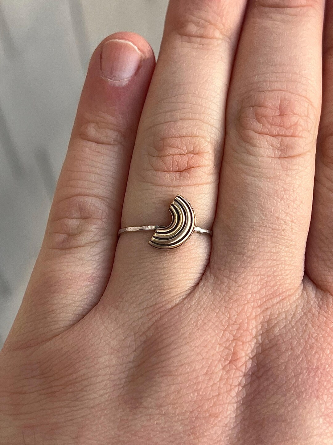 Macaroni Pasta Stacking Ring | Sterling Silver & Brass Noodle Jewelry ...