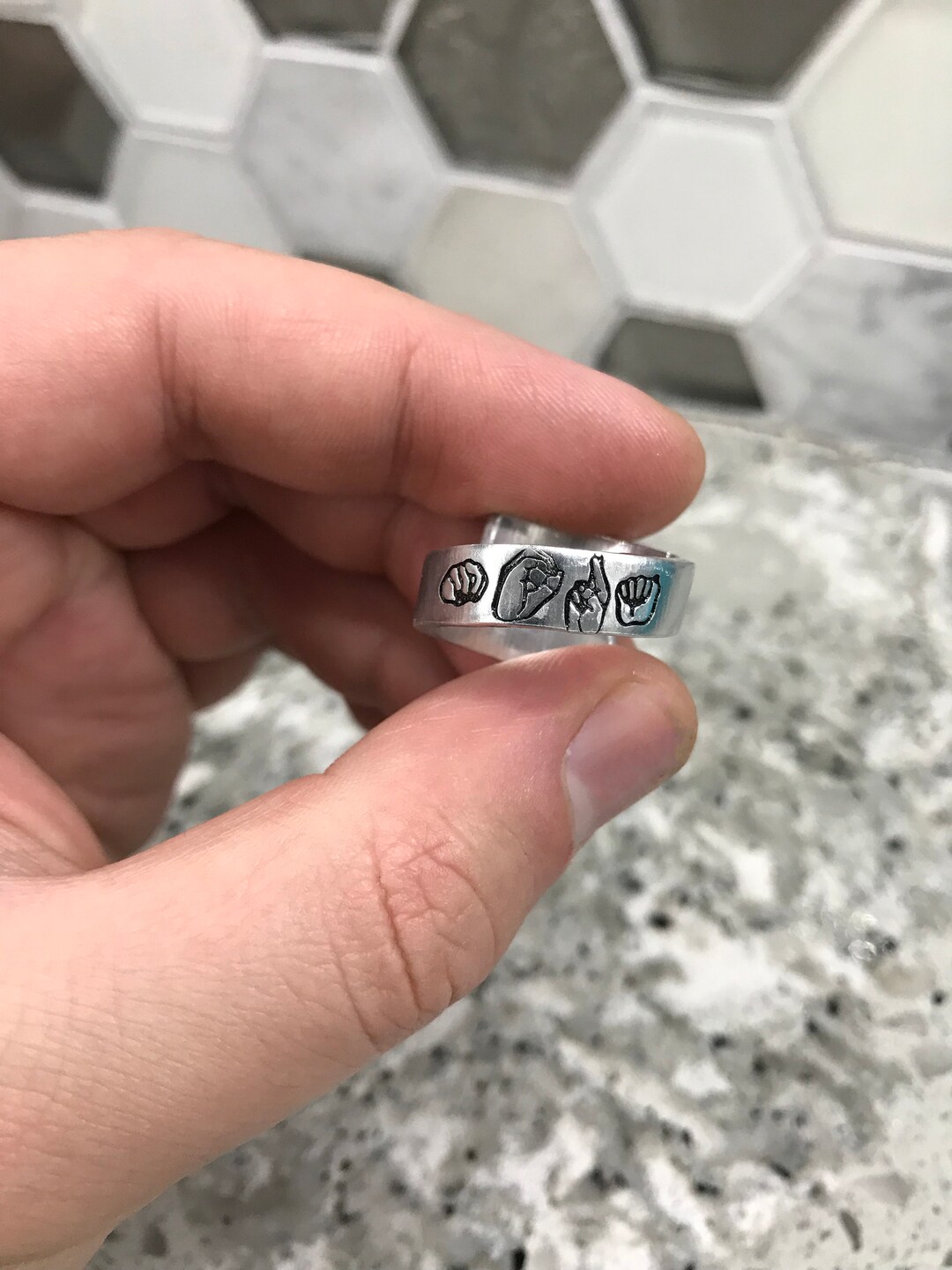 ASL Custom Name Stacking Wrap Ring | American Sign Language Gift | ASL ...