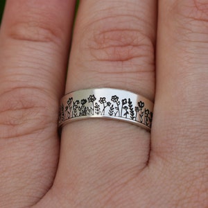 Wildflower Field Ring | Hippie Boho Ring | Floral Stacking Ring | Best ...
