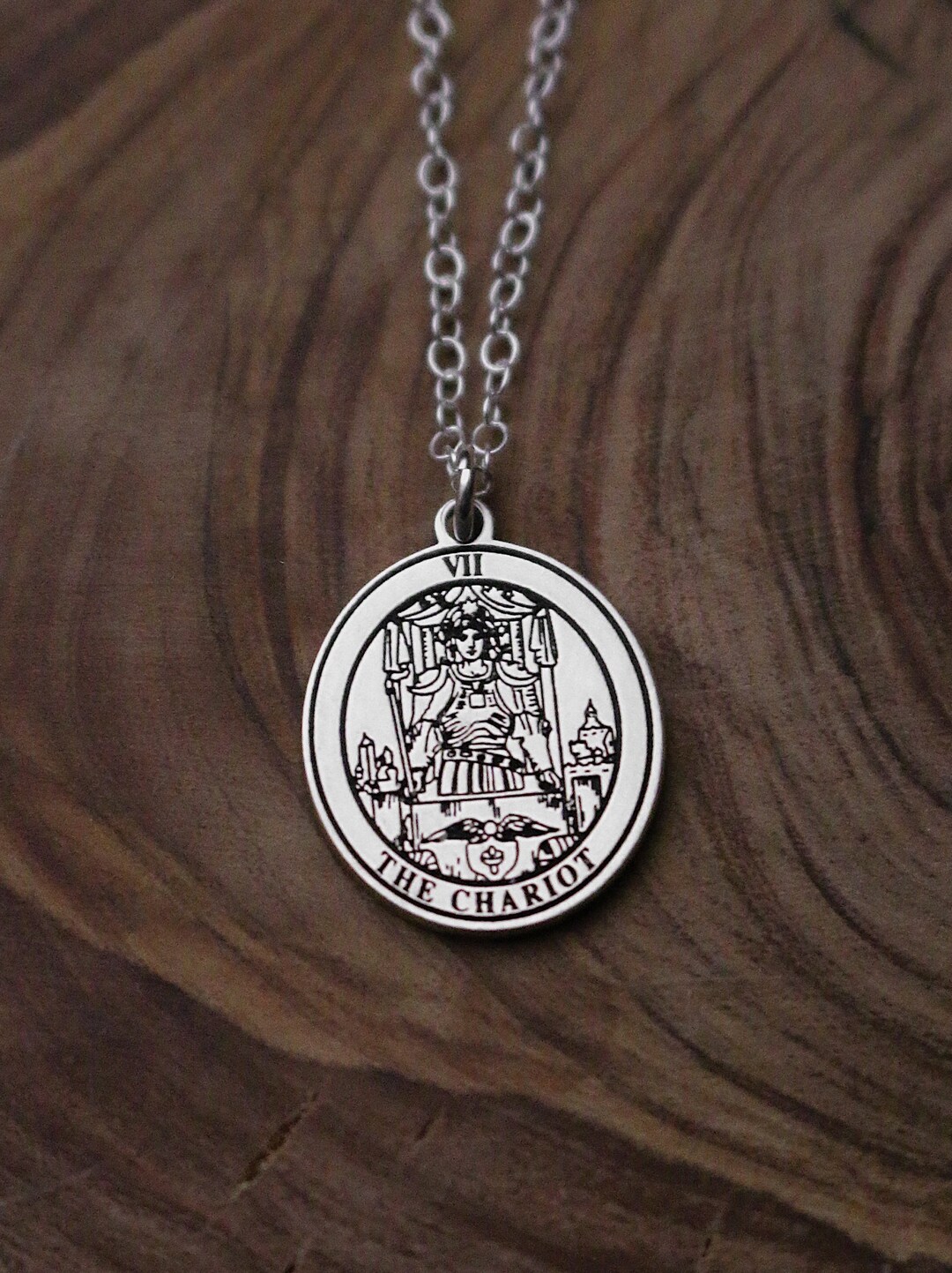 The Chariot Tarot Card Necklace | Sterling Silver Charm - Etsy