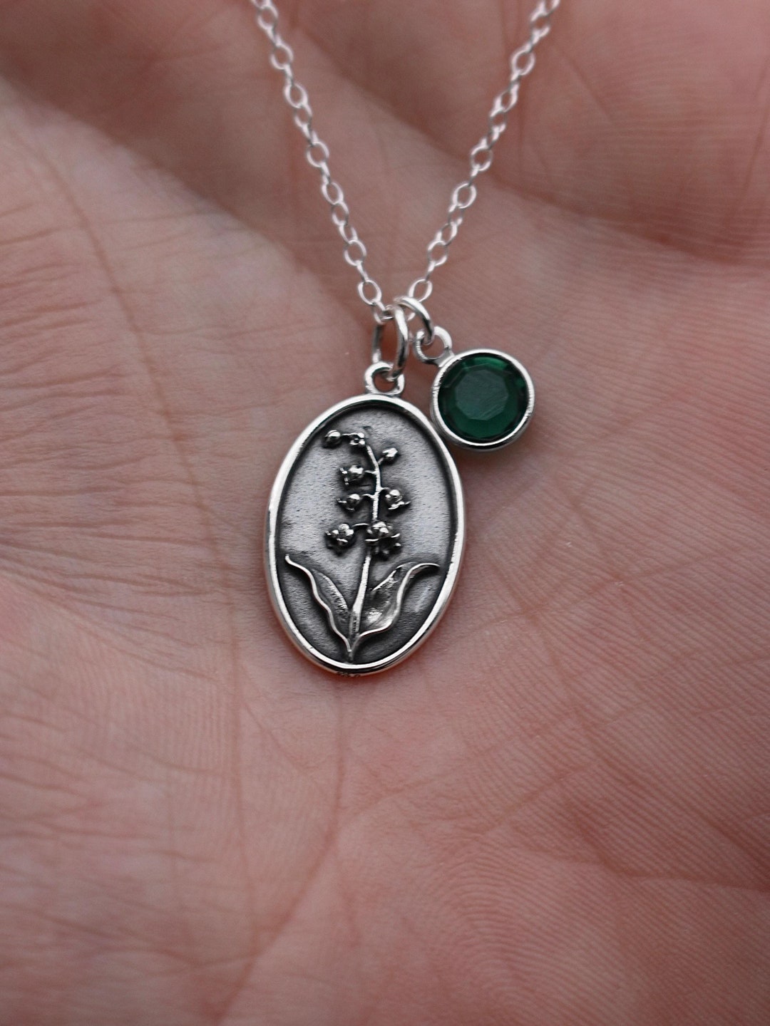 May Birth Flower Necklace Medallion | Birth Flower Jewelry | Lily of ...