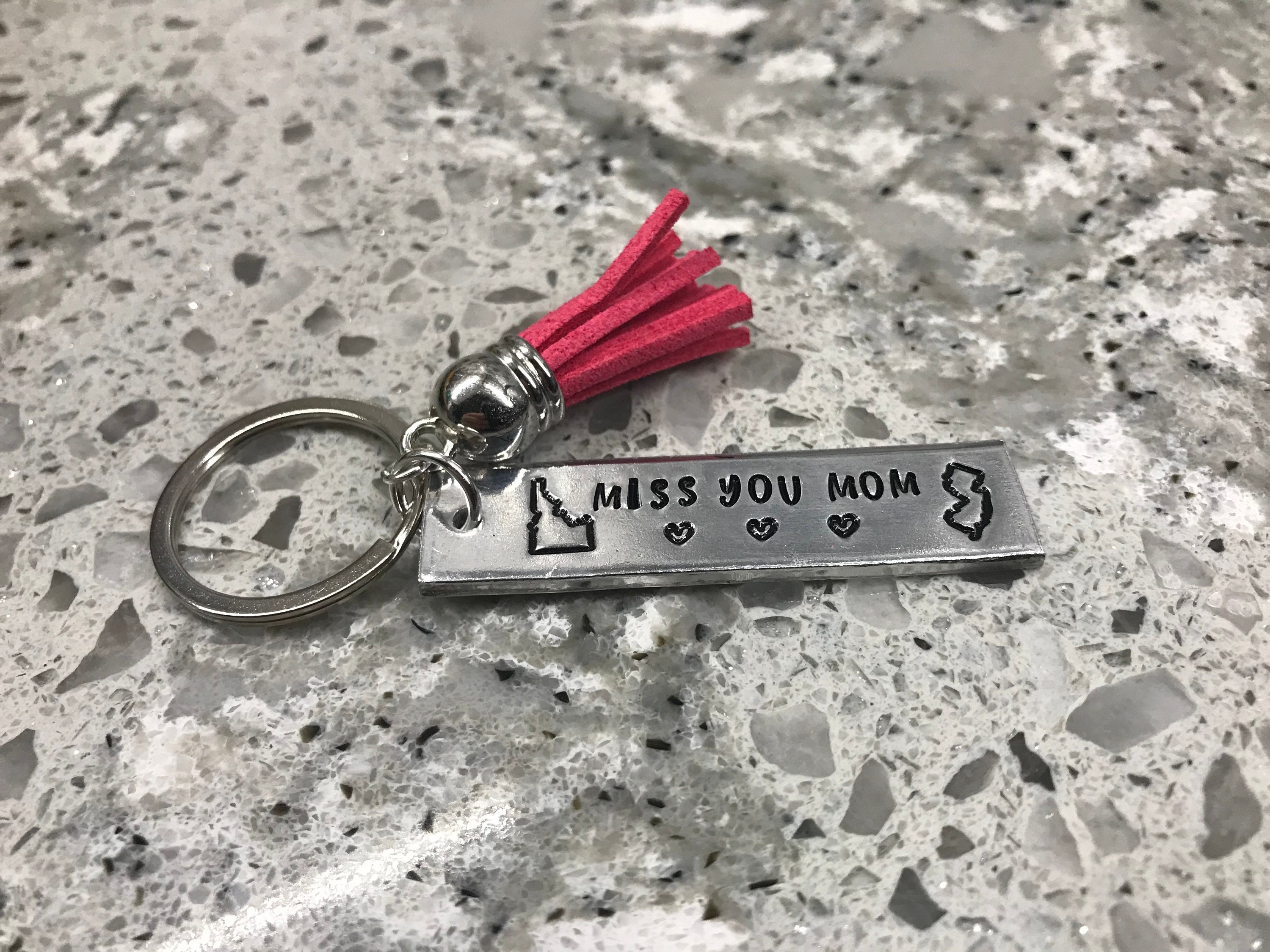 Long Distance Relationship State Miss You Mom Tassel Keychain - Etsy