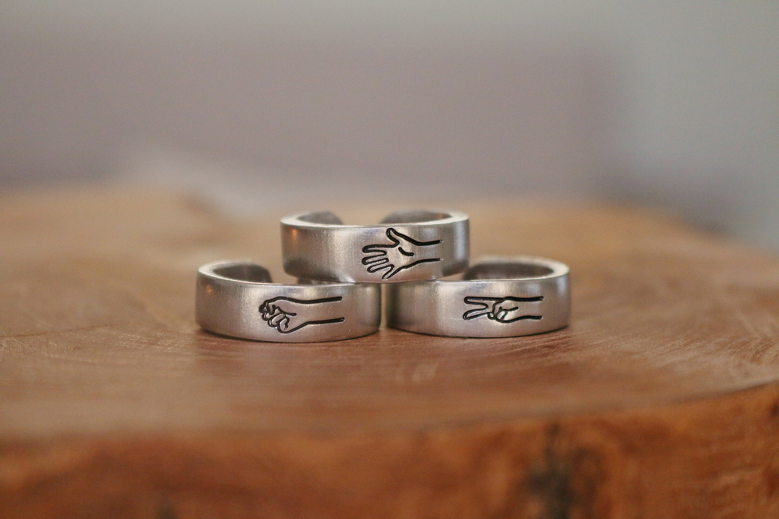 Best Friend Rings for 3 Rock Paper Scissors Ring Set | Etsy