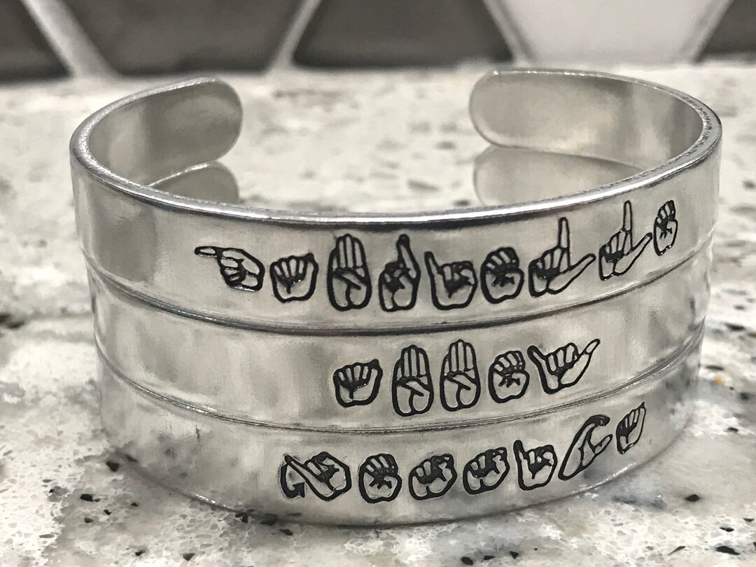 ASL Name Bangle Bracelet | American Sign Language Gift | ASL ...