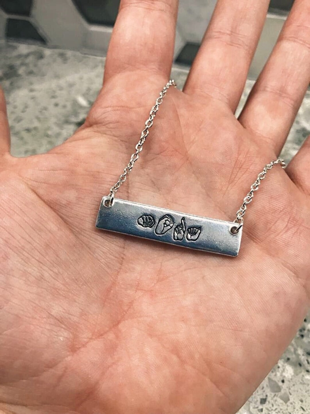 ASL Name Bar Necklace | American Sign Language Gift | ASL ...