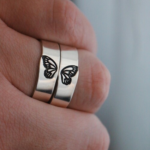 Matching 2 Ring Butterfly Wings Thin Stacking Ring Set - Etsy
